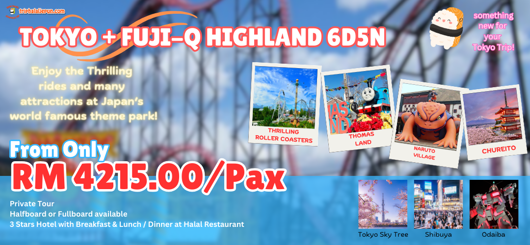 Private Tour | Tokyo Mt Fuji + Fuji-Q Highland 6H5M – Trip Halal Jepun